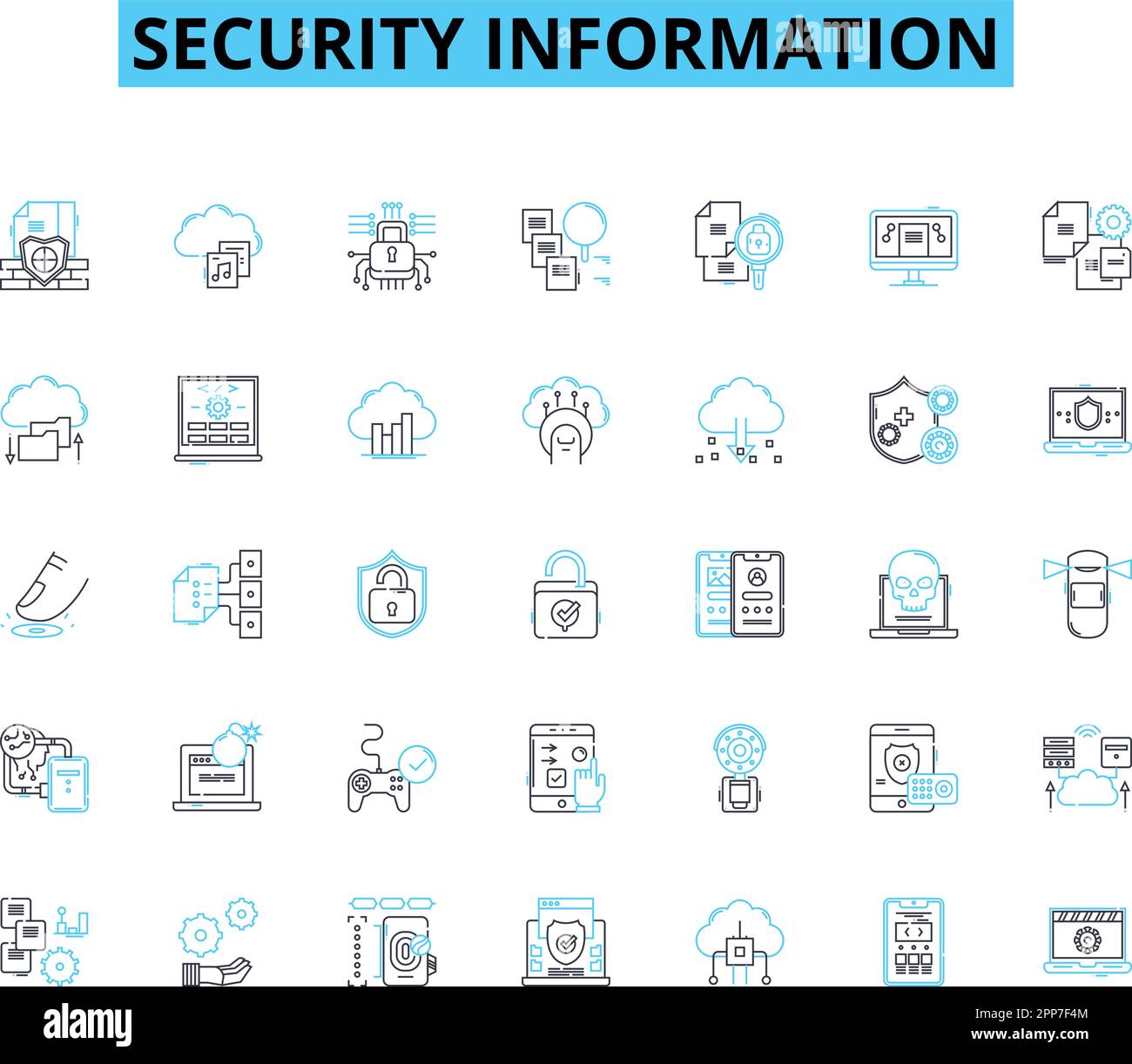 Security Information Linear Icons Set Encryption Authentication