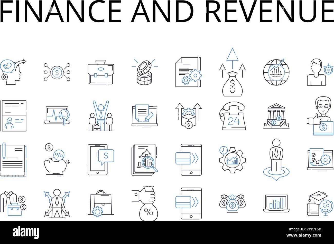 Finance and revenue line icons collection. Money management ...
