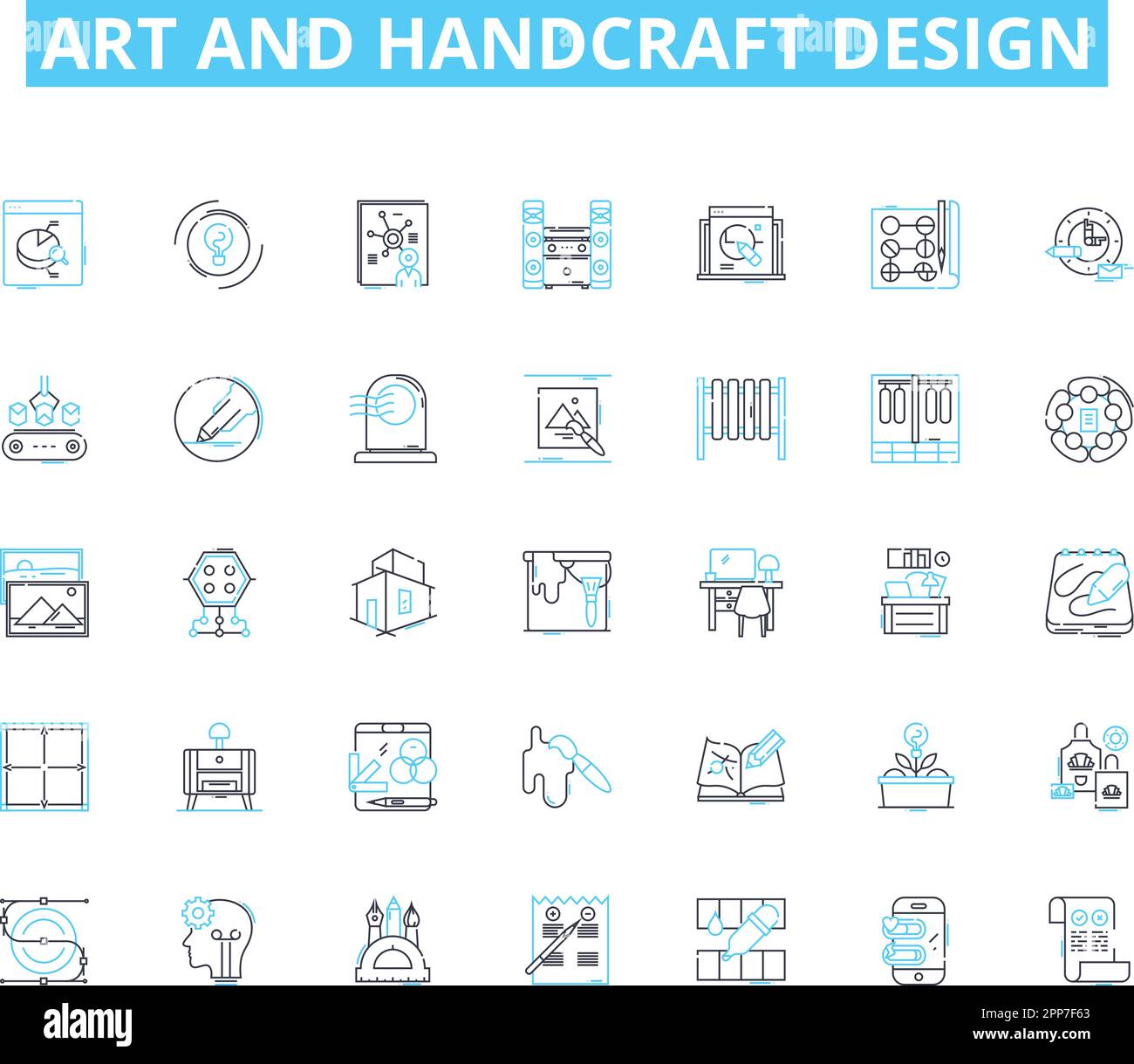 Art and handcraft design linear icons set. Sculpture, Pottery ...
