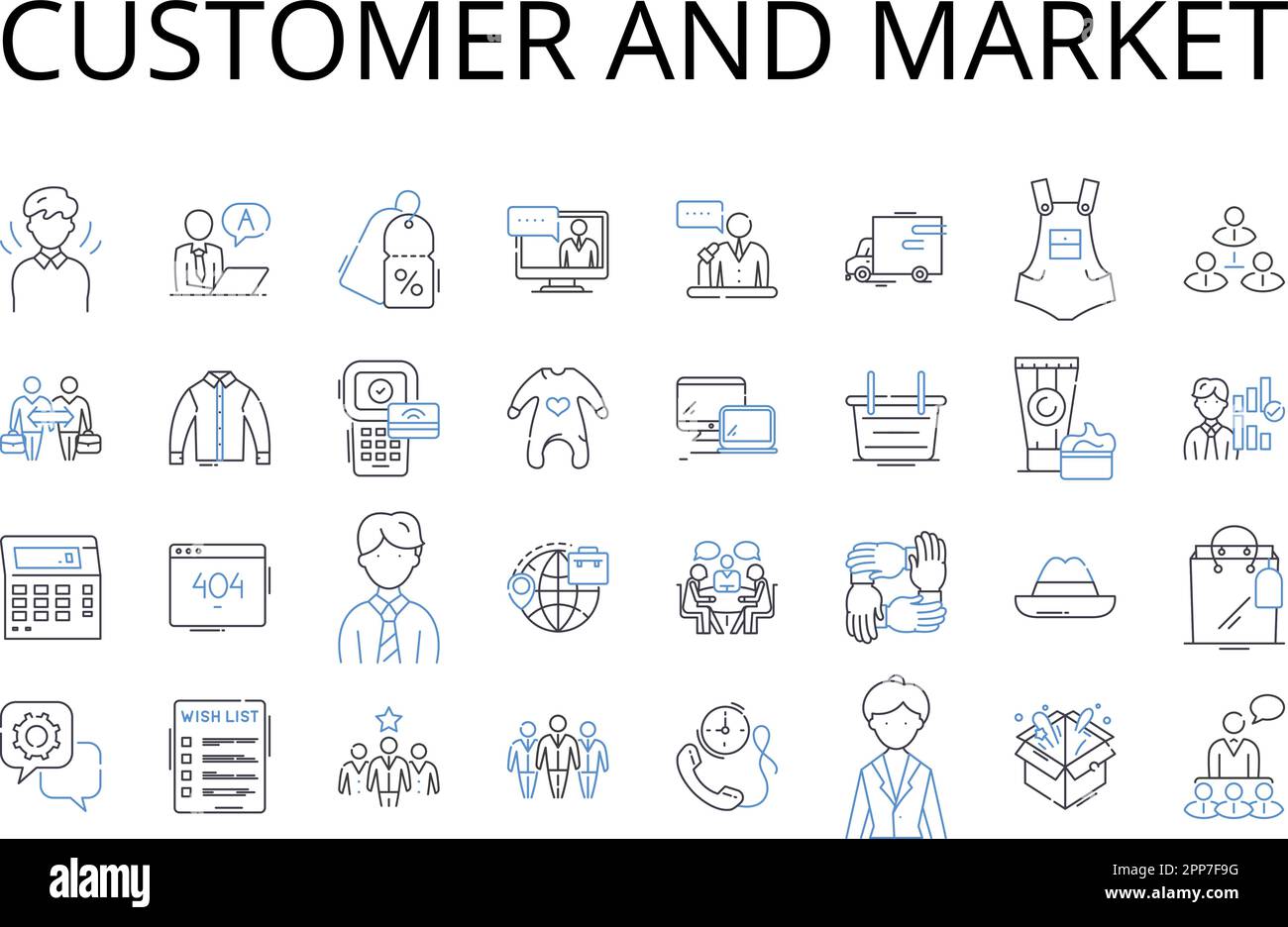 Customer and market line icons collection. Consumer, Clientele, Patrons ...