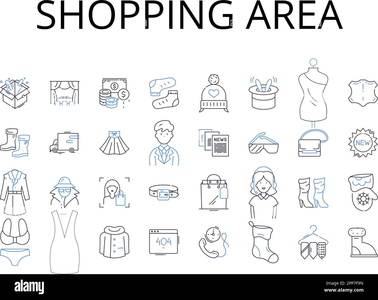 Shopping area line icons collection. Retail district, Commercial z ... Shopping area line icons collection. Retail district, Commercial z ...