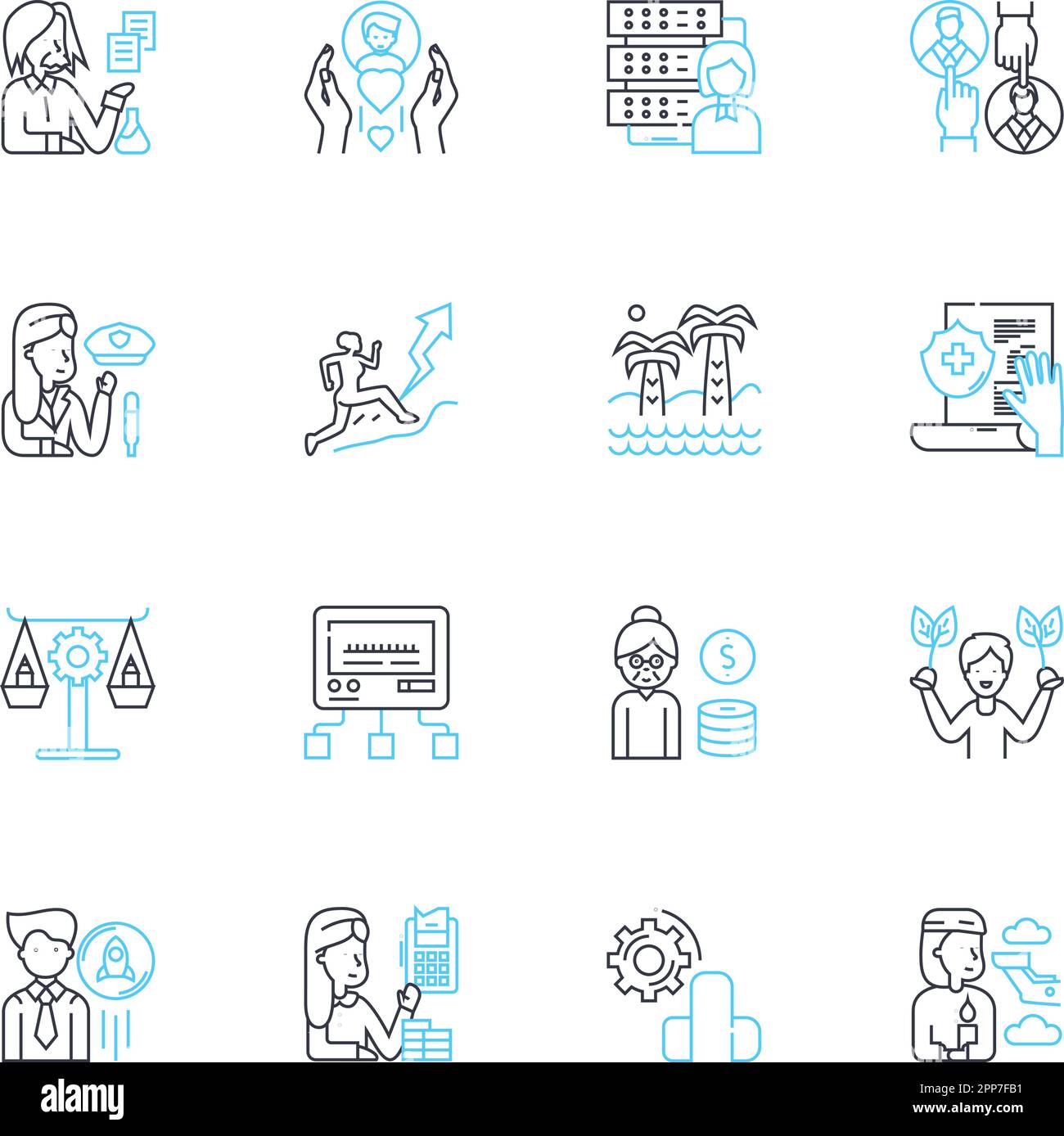 Female employment linear icons set. Empowerment, Equality, Diversity ...
