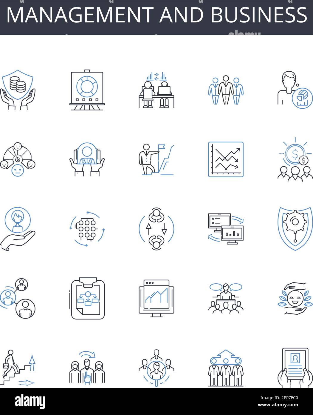 Management And Business Line Icons Collection Administration
