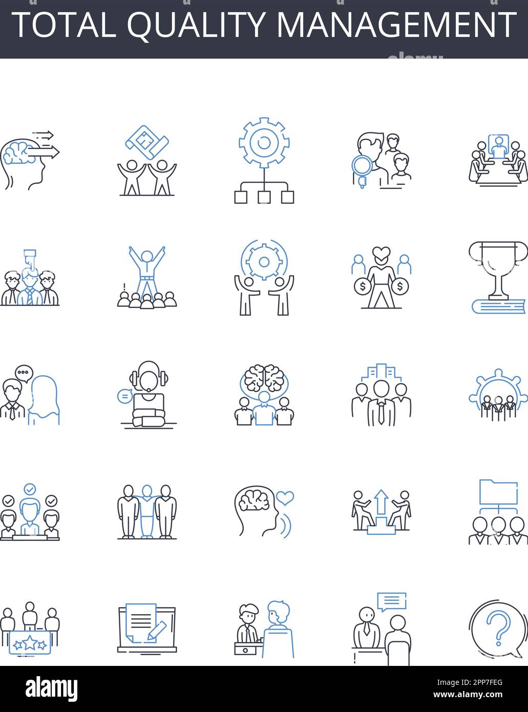 Total Quality Management line icons collection. Corporate Governance, Project Management ...