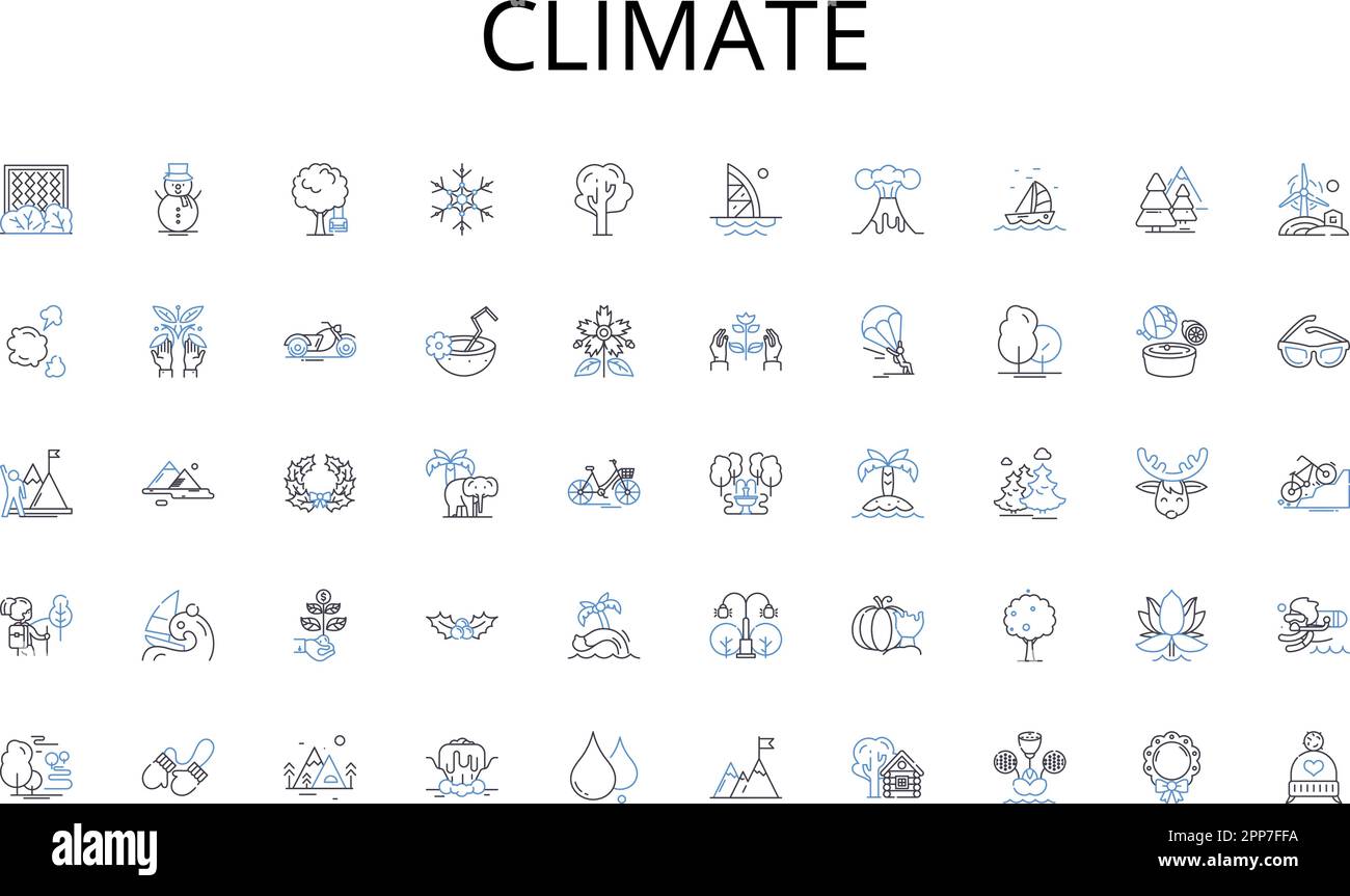 Climate Line Icons Collection Efficiency Productivity Deadlines Meetings Communication