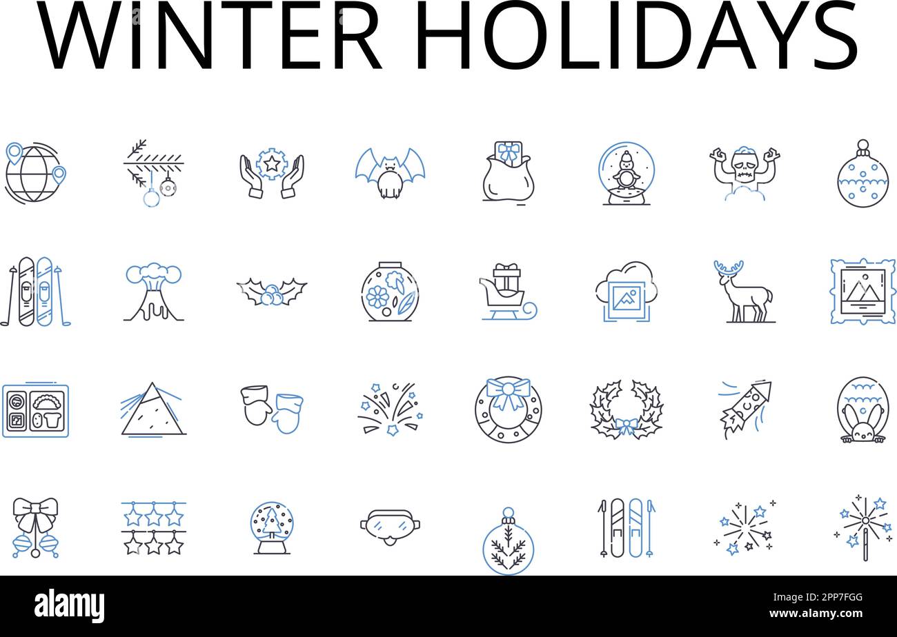 Winter holidays line icons collection. Christmas season, Yuletide ...
