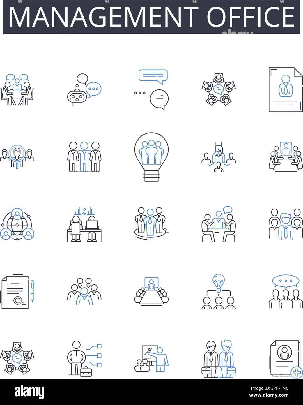 Management office line icons collection. Administration department ...