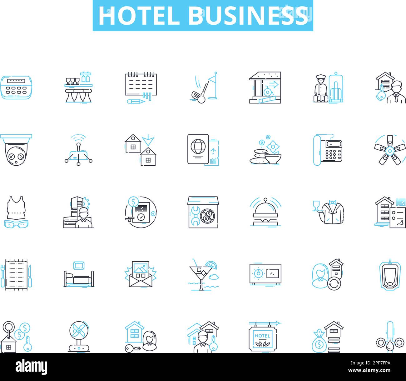 Hotel business linear icons set. Accommodation, Hospitality, Service ...