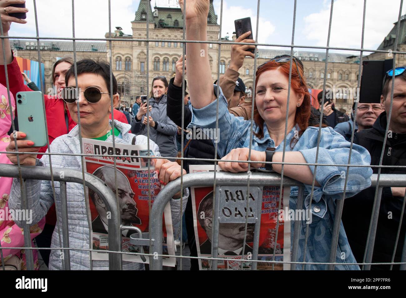 Moscow, Russia. 22nd of April, 2023. People watch a ceremony of laying ...