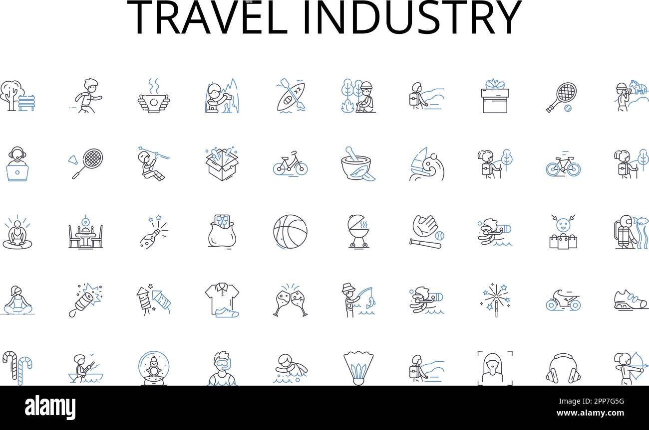 Travel industry line icons collection. Attitudes, Conformity ...