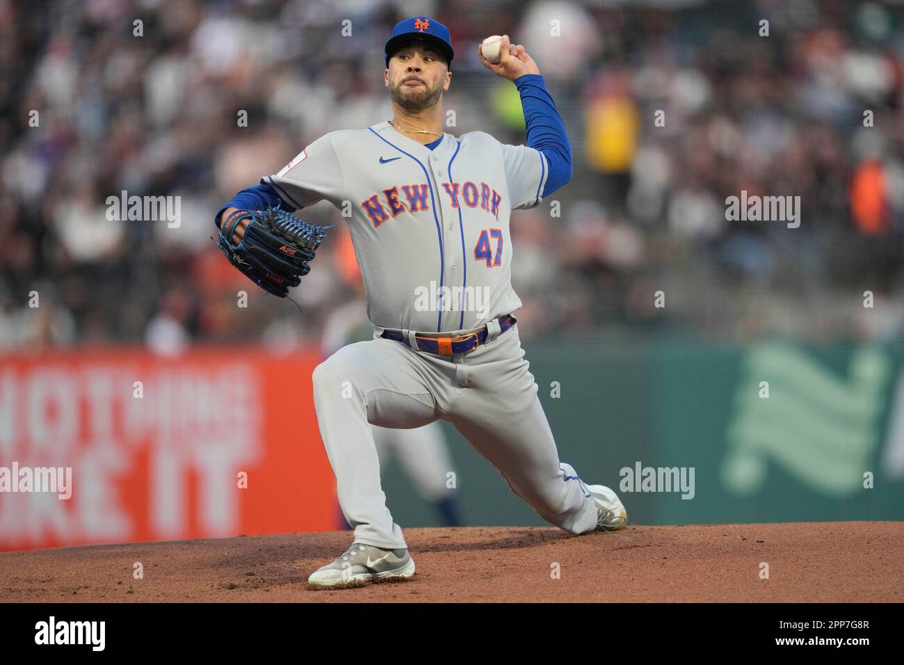 New York Mets pitcher Joey Lucchesi during a baseball game against the ...