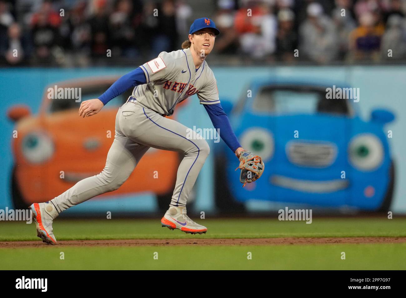 New York Mets third baseman Brett Baty during a baseball game against ...