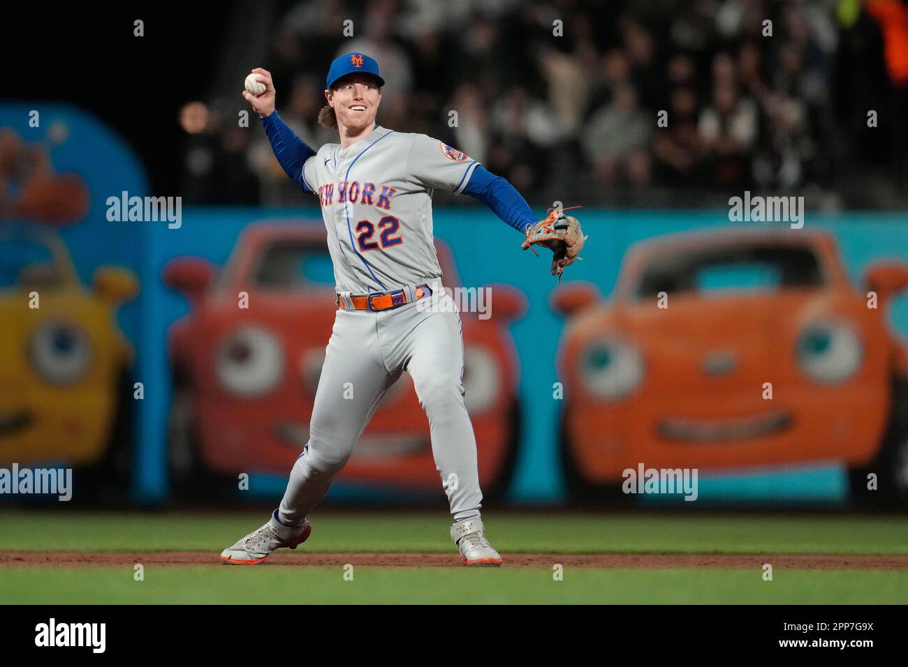 New York Mets third baseman Brett Baty during a baseball game against ...