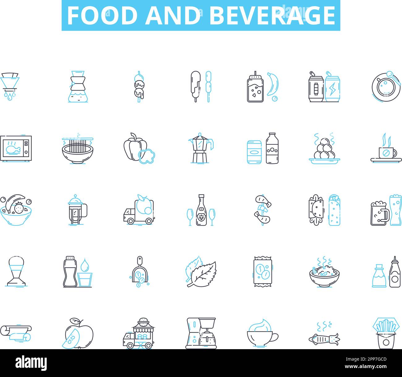 Food and beverage linear icons set. Delicious, Savory, Spicy, Tangy ...