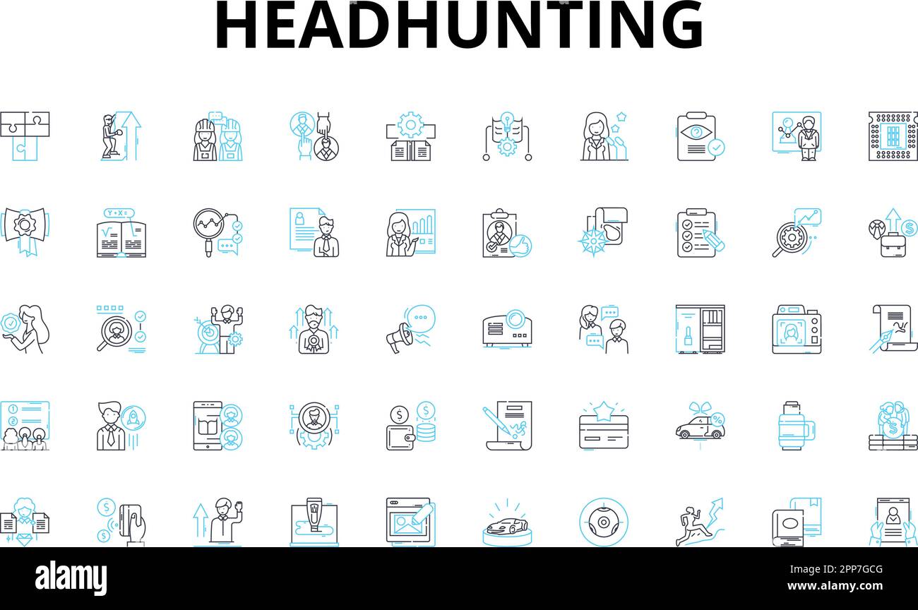 Headhunting linear icons set. Recruitment, Talent, Nerking, Strategy ...