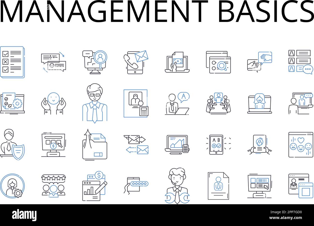 Management basics line icons collection. Financial literacy, Marketing ...