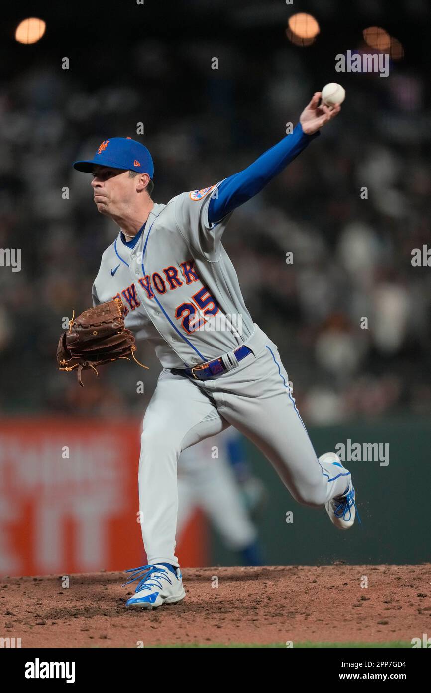 New York Mets pitcher Brooks Raley during a baseball game against the San Francisco Giants in ...
