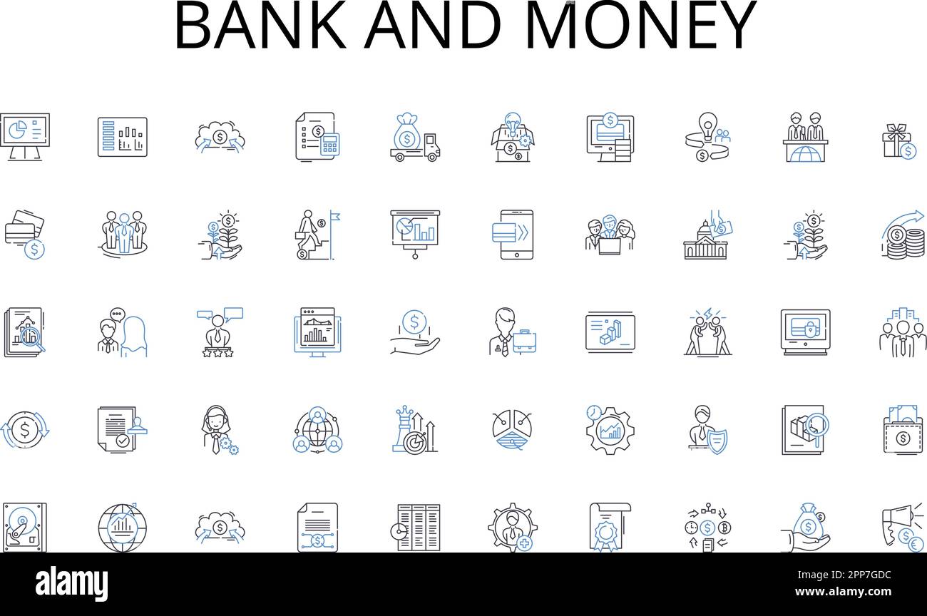 Bank and money line icons collection. Submerged, Exploration ...
