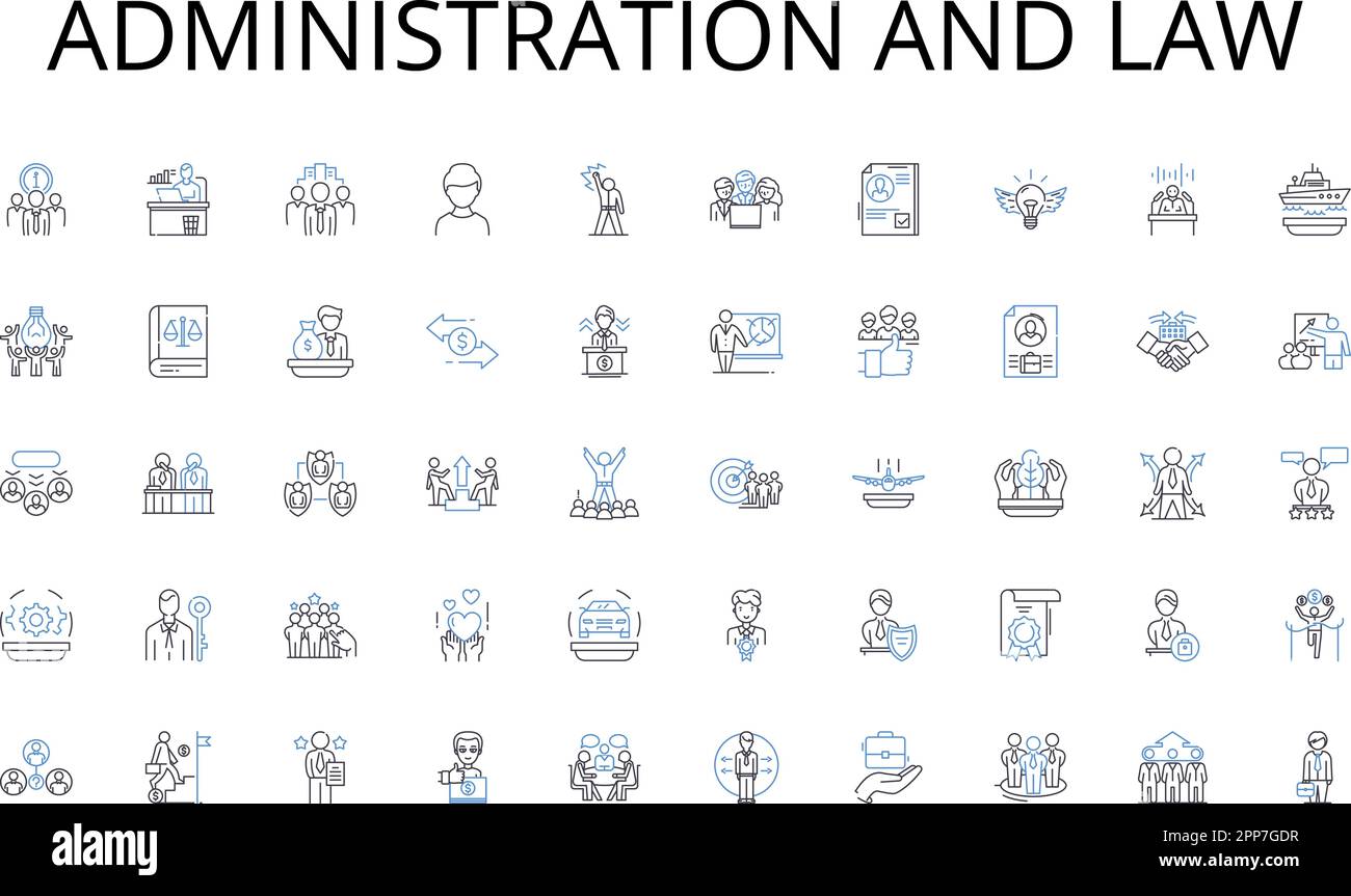 Administration and law line icons collection. Entrepreneurship, Self ...