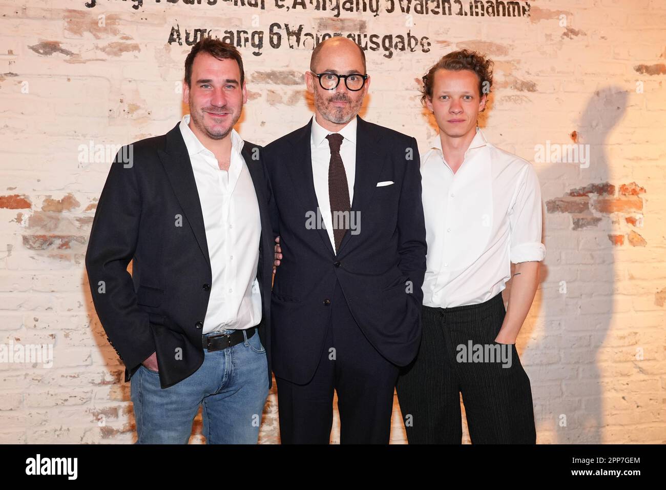 Berlin, Germany. 22nd Apr, 2023. James Friend (l-r), Edward Berger and ...