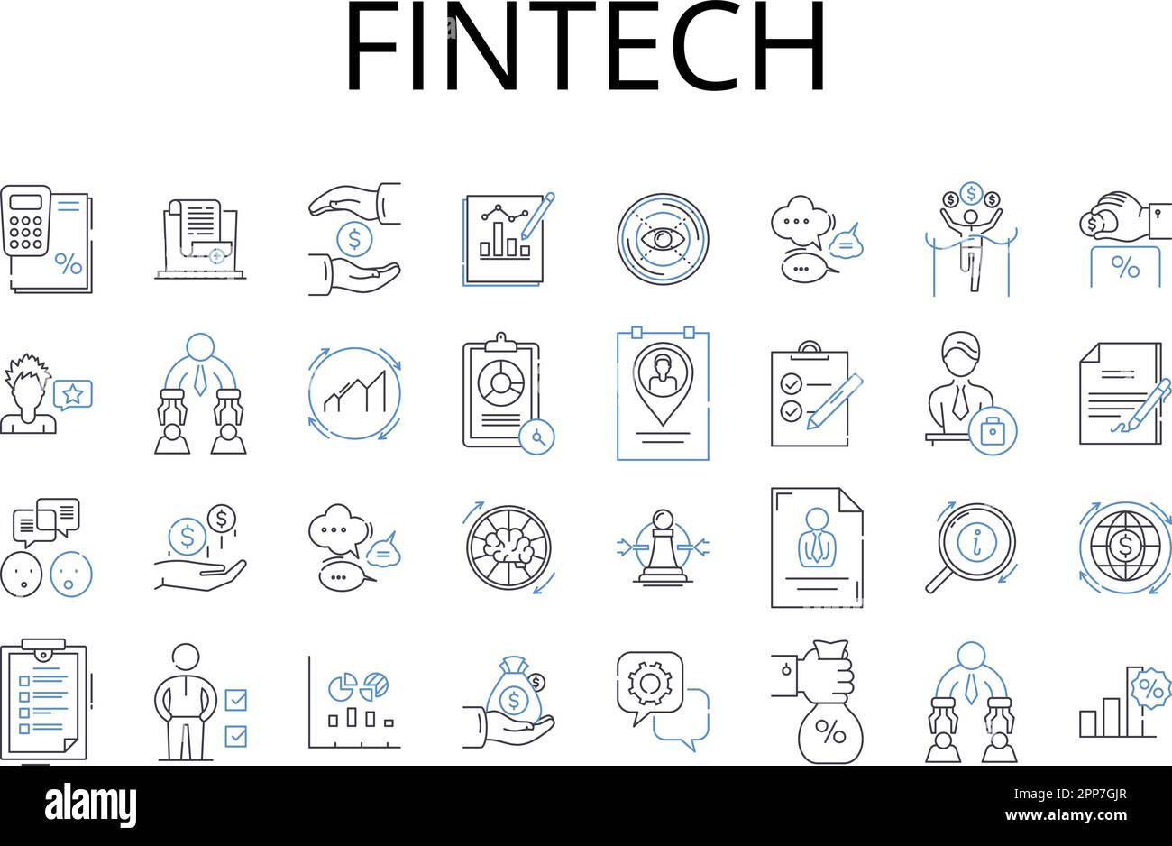FinTech line icons collection. Digital banking, Financial technology ... FinTech line icons collection. Digital banking, Financial technology ...
