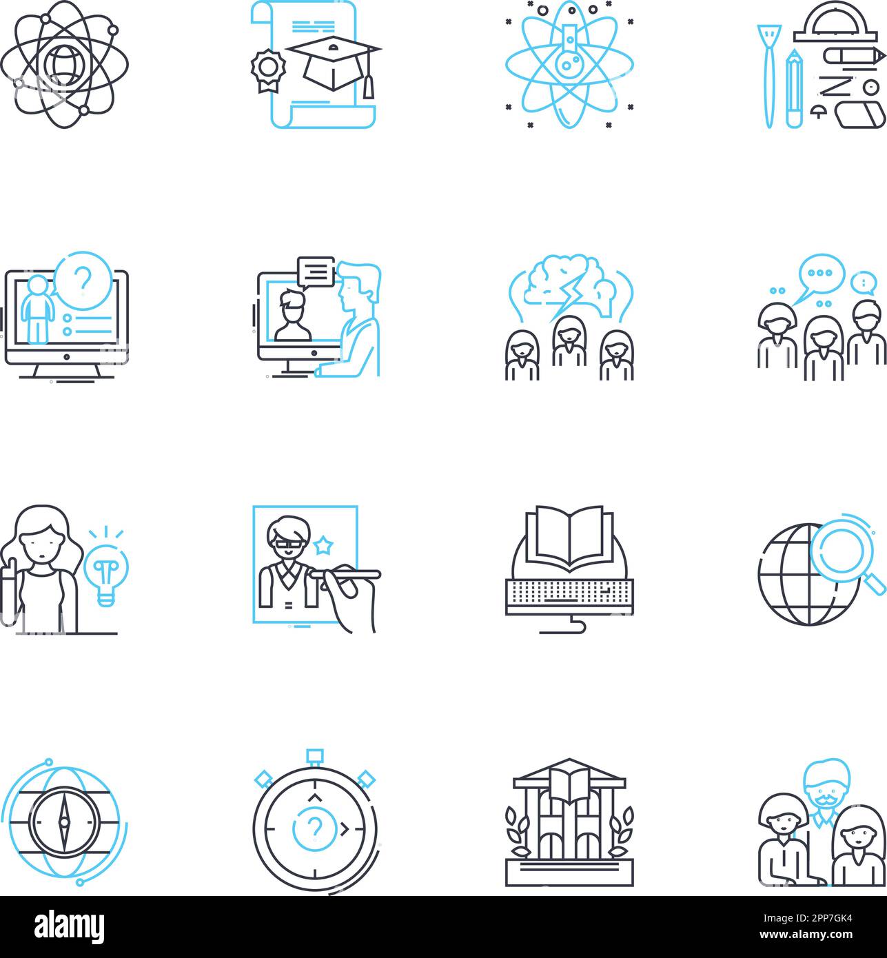 Web Based Education Linear Icons Set E Learning Online Education Distance Learning Virtual