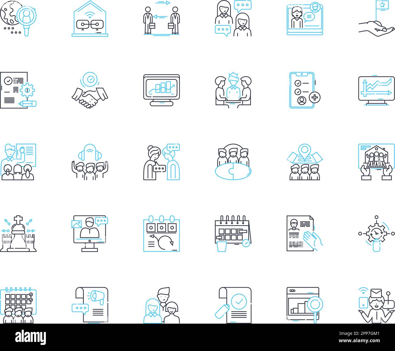Company gathering linear icons set. Team-building, Nerking, Retreat ...