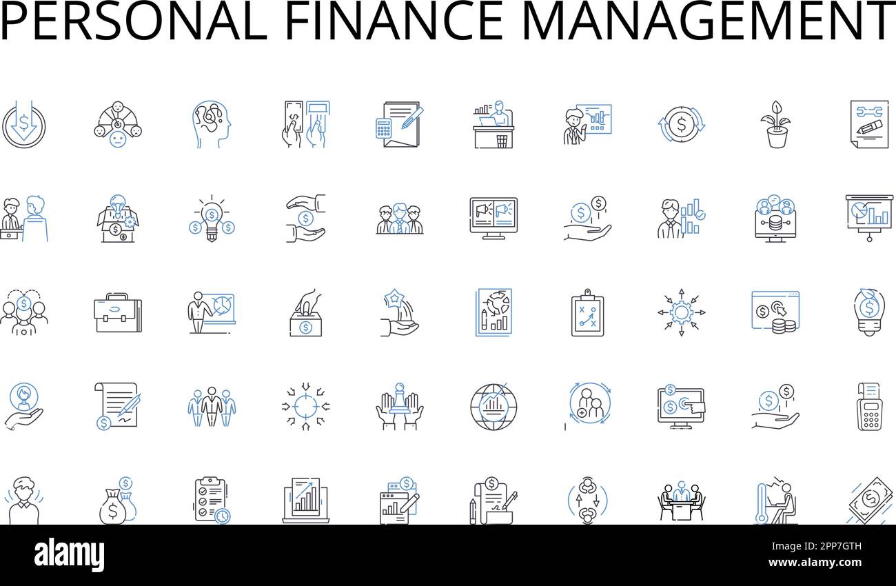 Personal Finance Management line icons collection. Skyscrapers, Traffic ...
