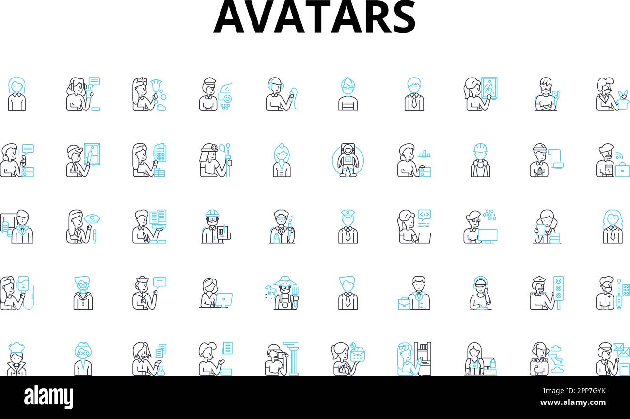 Avatars linear icons set. Virtual, Character, Online, Representation ...