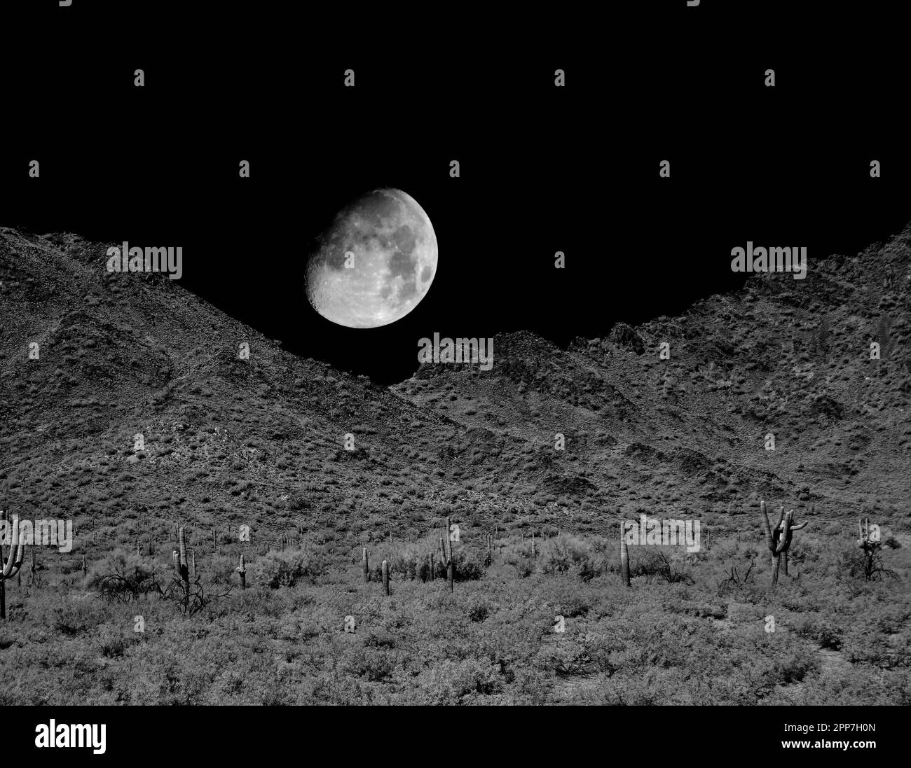 Sunset over desert landscape Black and White Stock Photos & Images - Alamy