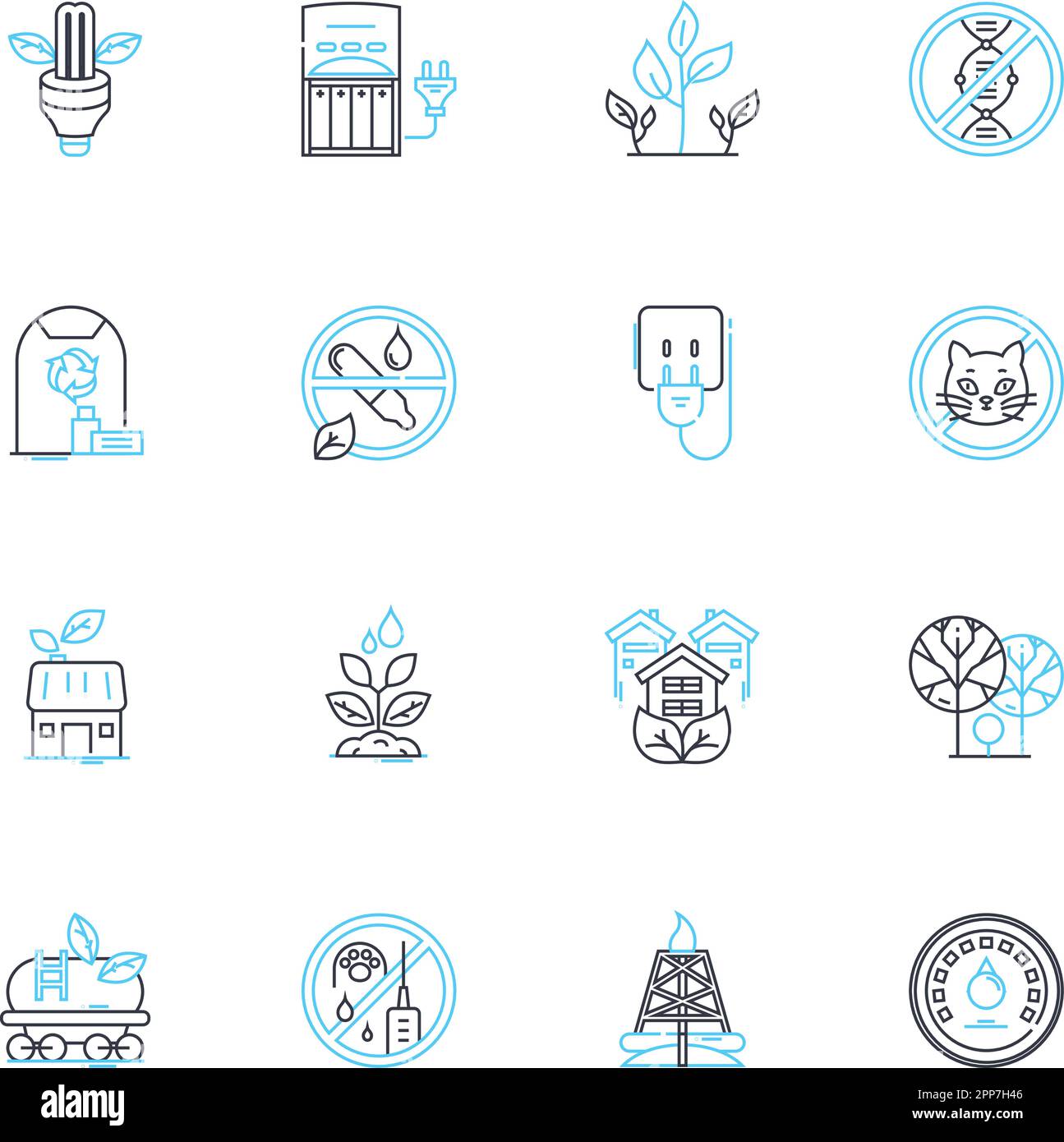 Clean power linear icons set. Solar, Wind, Hydro, Geothermal, Bioenergy ...