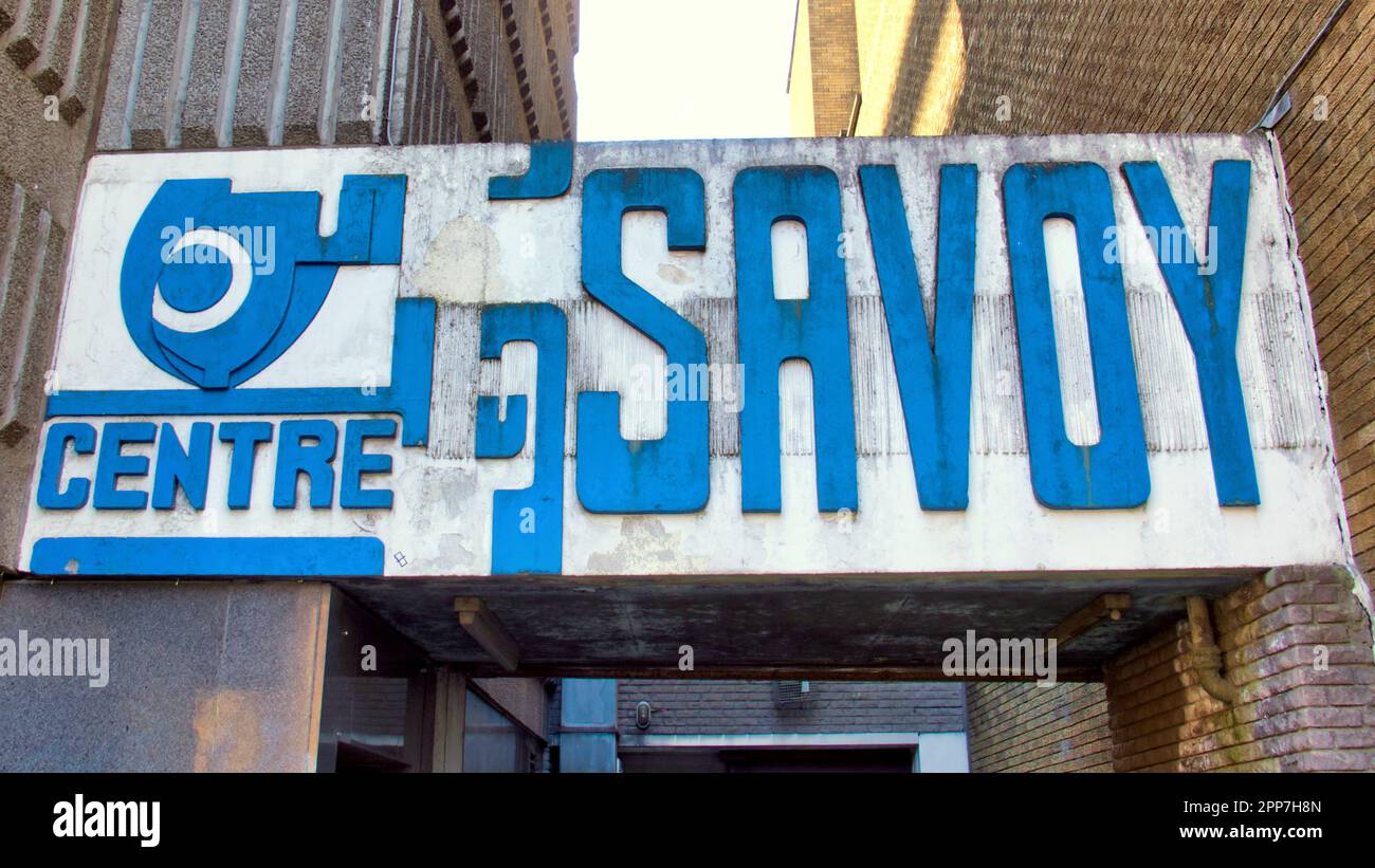 sauchiehall street savoy centre brutalist sign concrete Stock Photo - Alamy