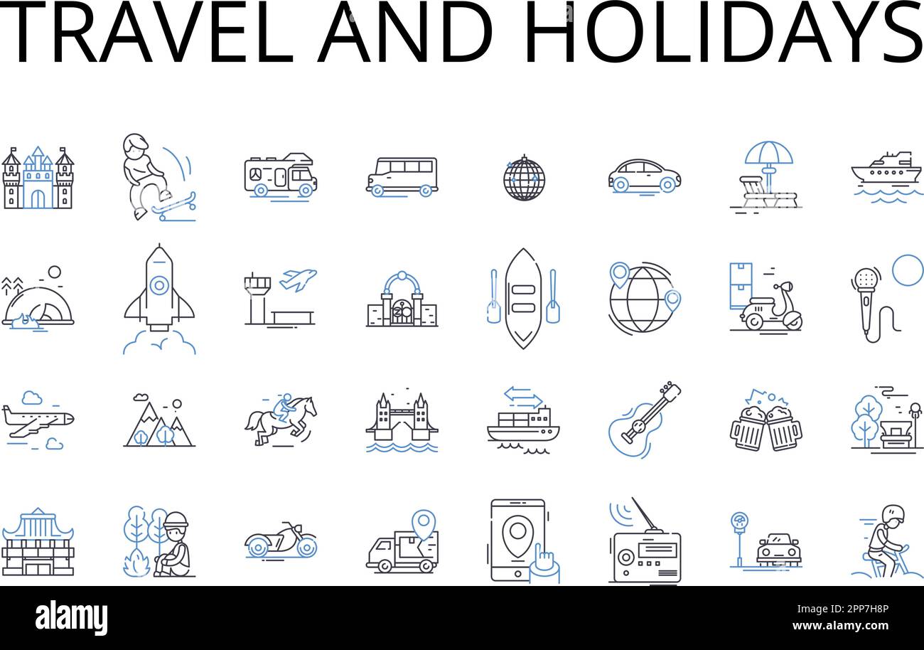 Travel and holidays line icons collection. Journey, Expedition, Tour ...