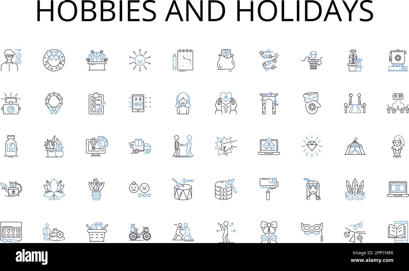 Hobbies and holidays line icons collection. Prioritization ... Hobbies and holidays line icons collection. Prioritization ...