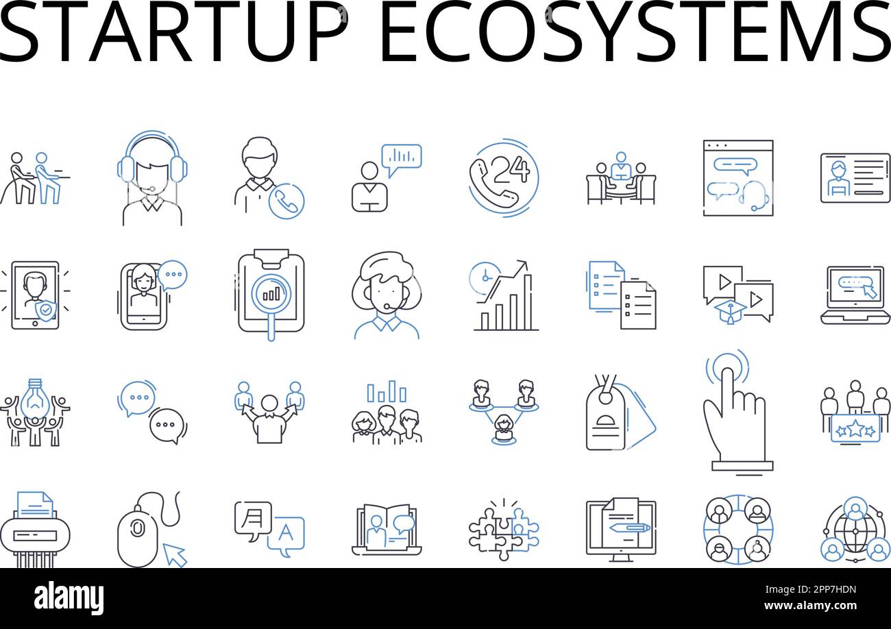 Startup Ecosystems line icons collection. Business Nerks ... Startup Ecosystems line icons collection. Business Nerks ...