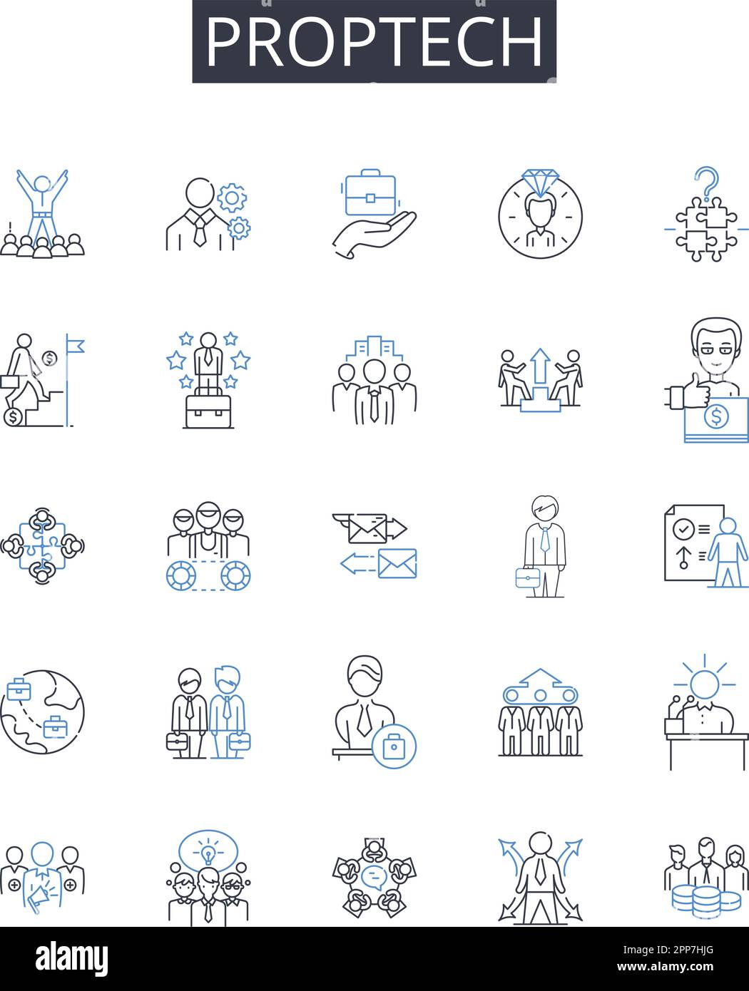 Proptech line icons collection. Property technology, Real estate tech ...