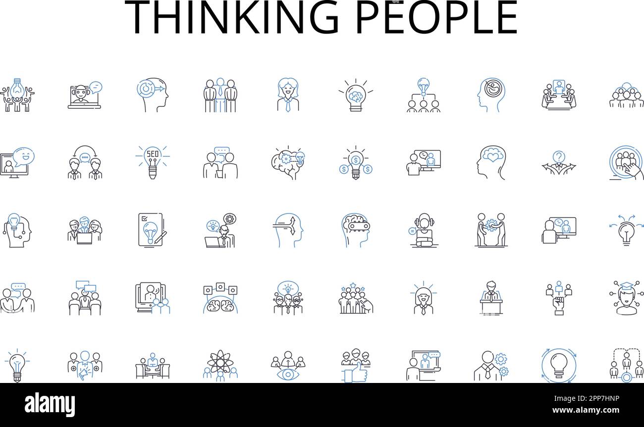 Thinking people line icons collection. Commerce, Exchange, Bartering ...