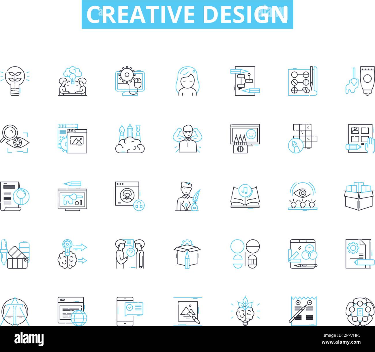 Creative design linear icons set. Aesthetics, Innovation, Inspiration ...
