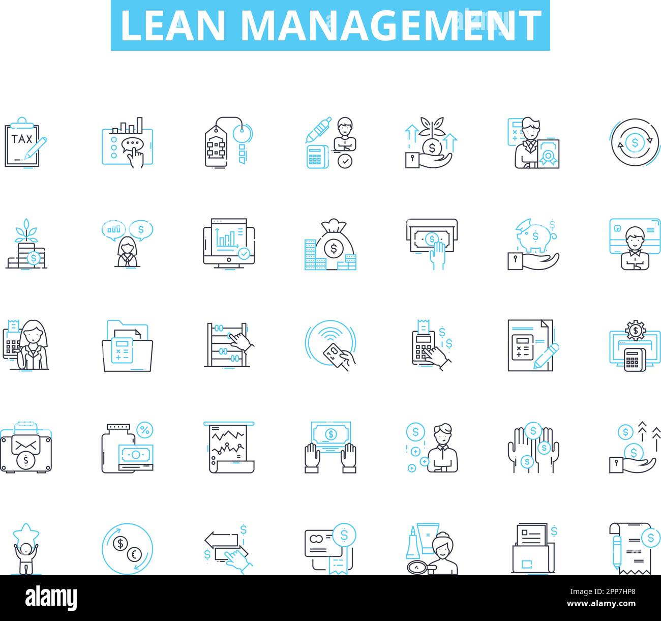 Lean Management linear icons set. Efficiency, Optimization, Kaizen ...
