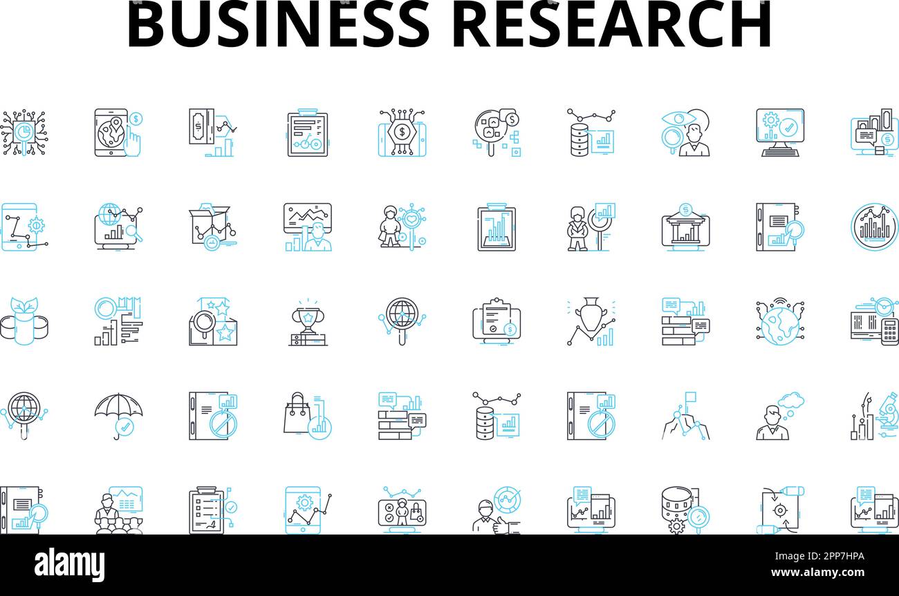 Business research linear icons set. Analysis, Trends, Insights, Survey ...