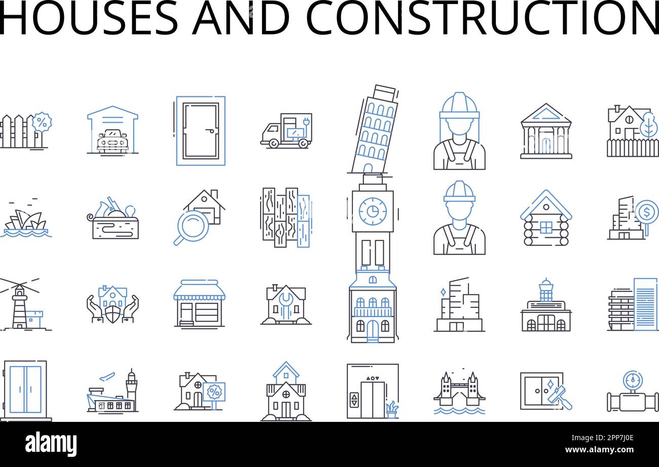 Houses and construction line icons collection. Domicile, Dwelling ...
