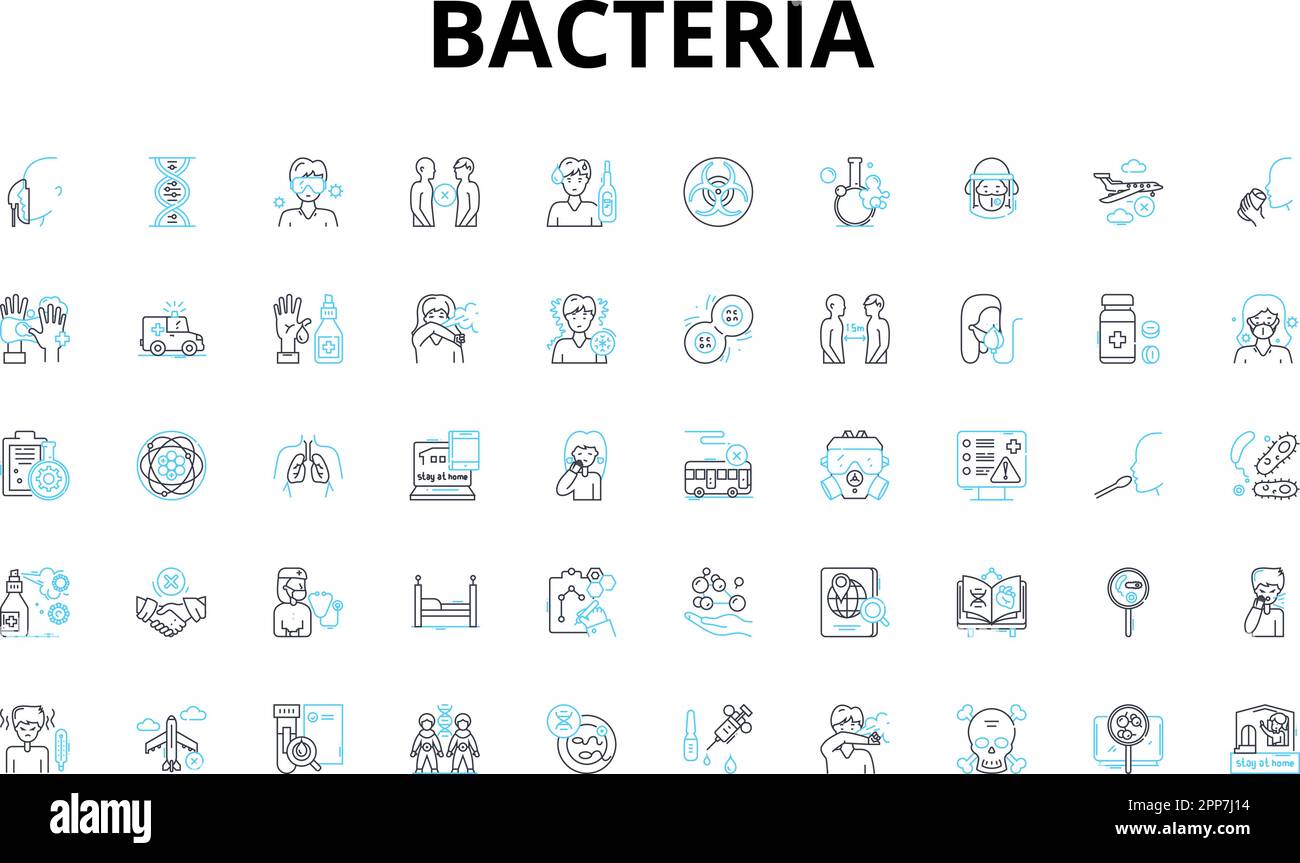 Bacteria linear icons set. Microbes, Pathogens, Germs, Prokaryotes ... Bacteria linear icons set. Microbes, Pathogens, Germs, Prokaryotes ...