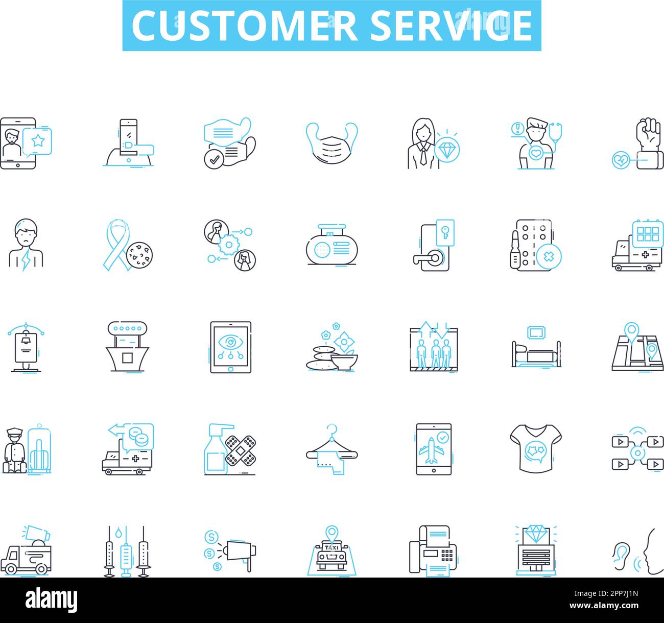 Customer service linear icons set. Satisfaction, Support, Experience ...