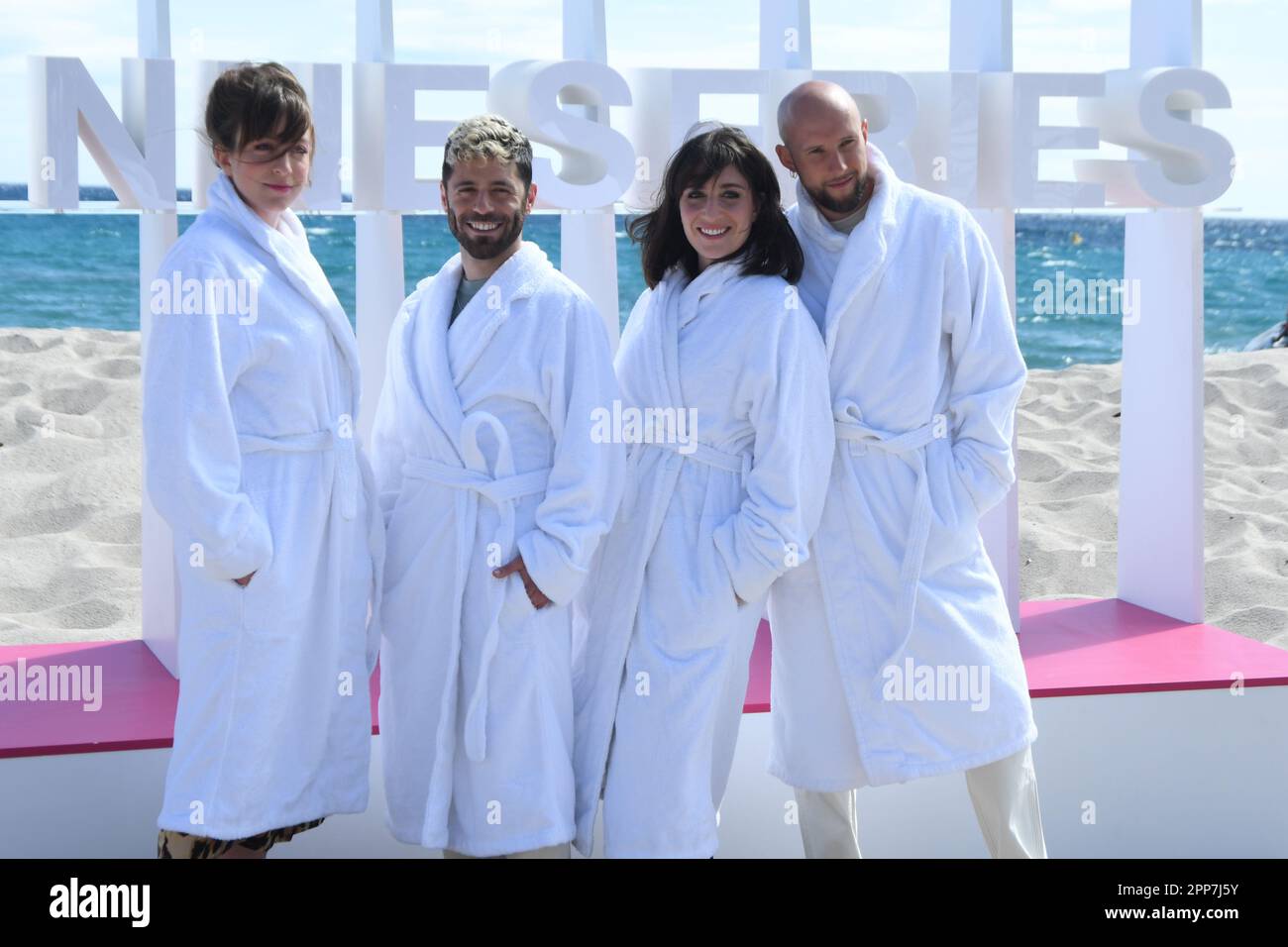 CANNES,FRANCE - APRIL 14 CANNES, (L-R) Alisson Chassagne, Arthur ...