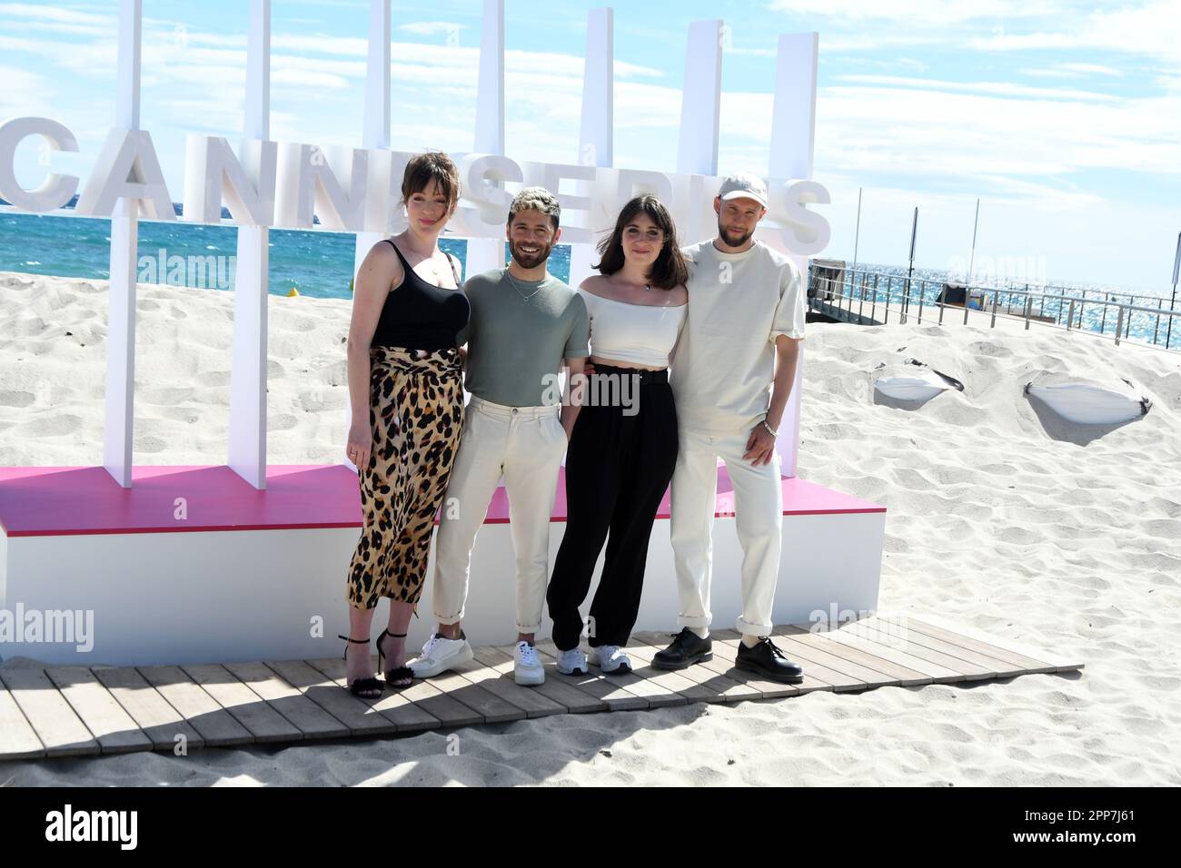 CANNES,FRANCE - APRIL 14 CANNES, (L-R) Alisson Chassagne, Arthur ...