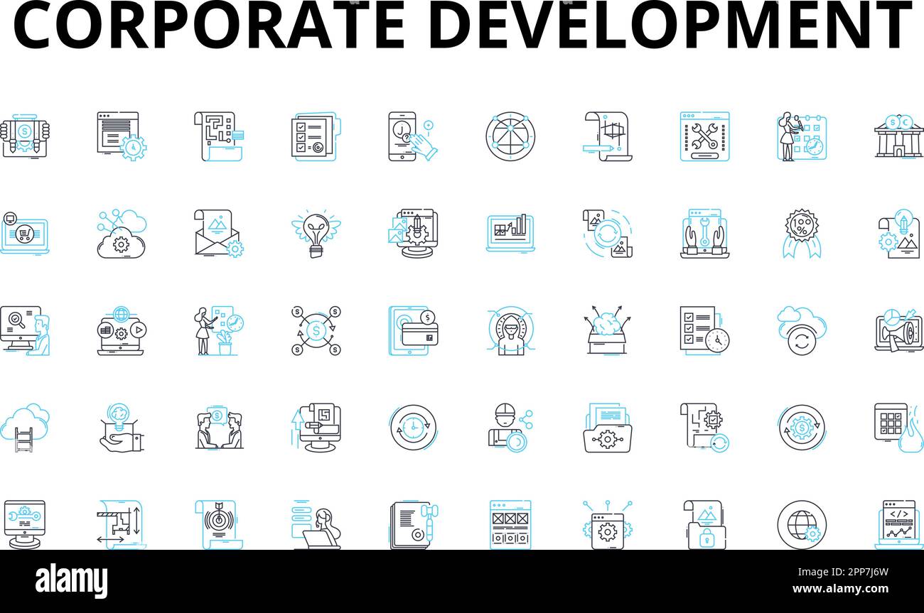 Corporate development linear icons set. Strategy, Growth, Innovation ...