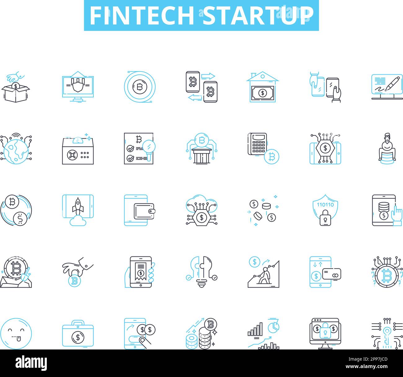 Fintech startup linear icons set. Disruption, Innovation, Blockchain ... Fintech startup linear icons set. Disruption, Innovation, Blockchain ...
