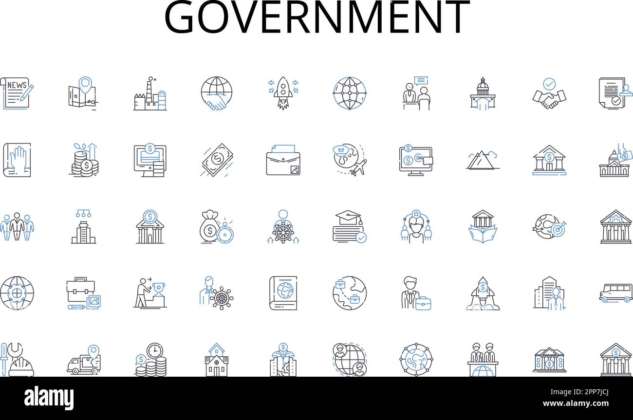 Government line icons collection. Virtual, Online, Webinar, Streaming ...