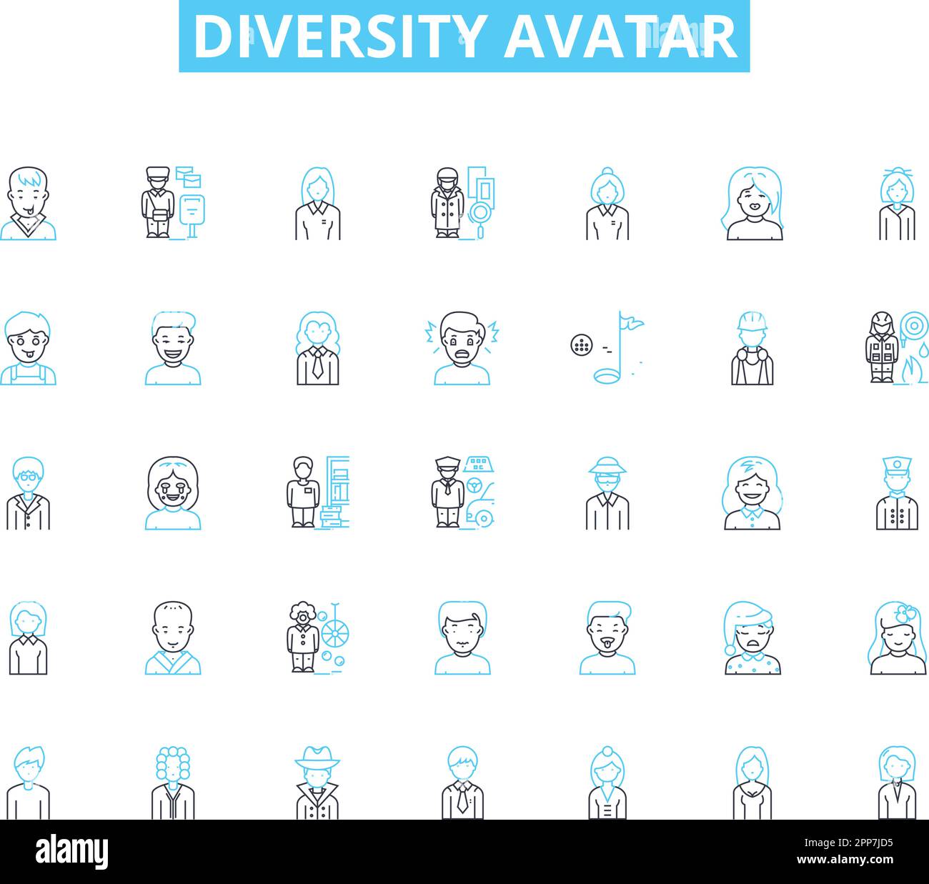 Diversity avatar linear icons set. Inclusivity, Representation ...