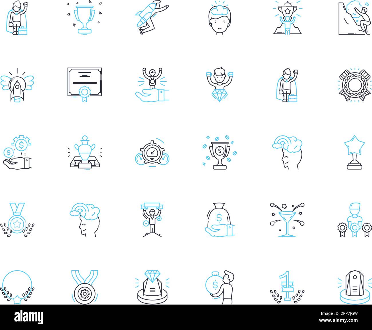 Gamifying linear icons set. Engagement, Motivation, Competition, Rewards, Challenge, Fun ...